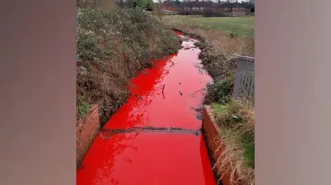 Investigation after Birmingham stream turns bright red
