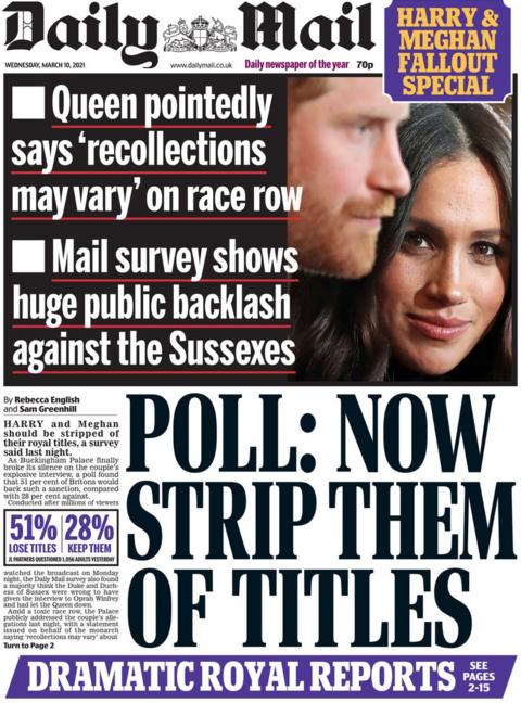 Newspaper headlines: Royal claims to be handled privately and 'Morgxit ...