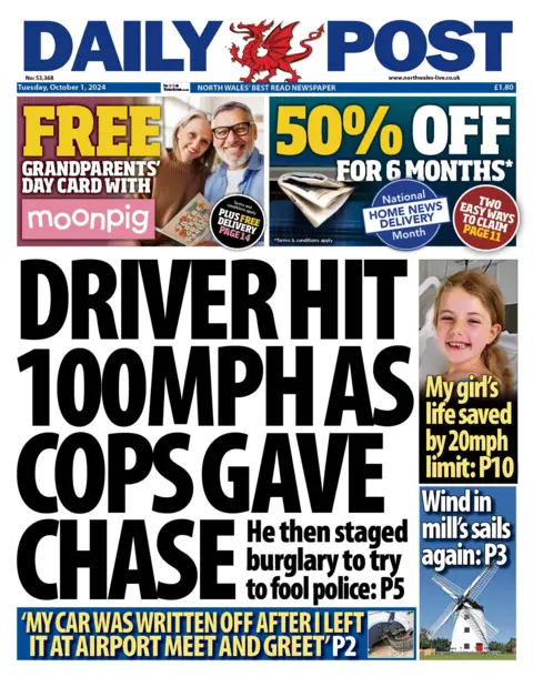 Wales' papers: Tata's last breath and 100mph police chase