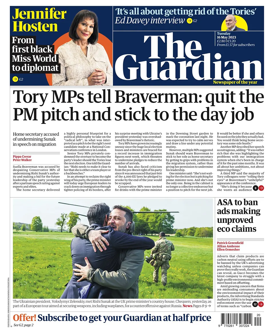 'Suella's picking timebomb' and 'UK's drones for Kyiv'