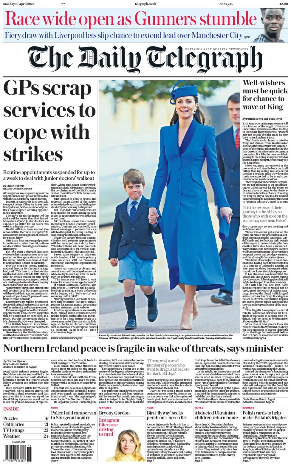 'Starmer backs attack ad' and 'coronation details'