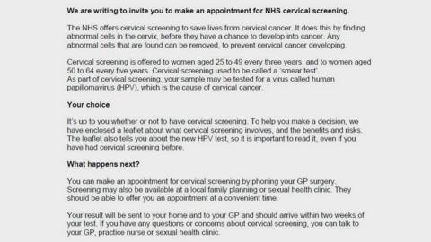 Cervical cancer smear test letters 'appalling' - BBC News