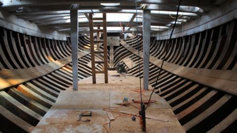 Largest wooden sailing ship being built in Truro - BBC News