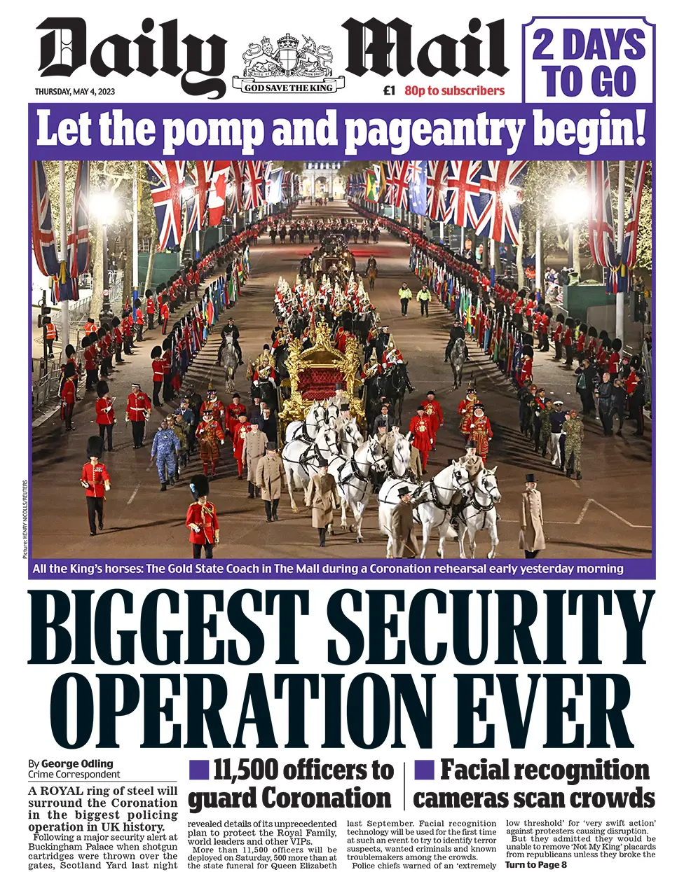 'Ring of steel' around King and 'protest warning'