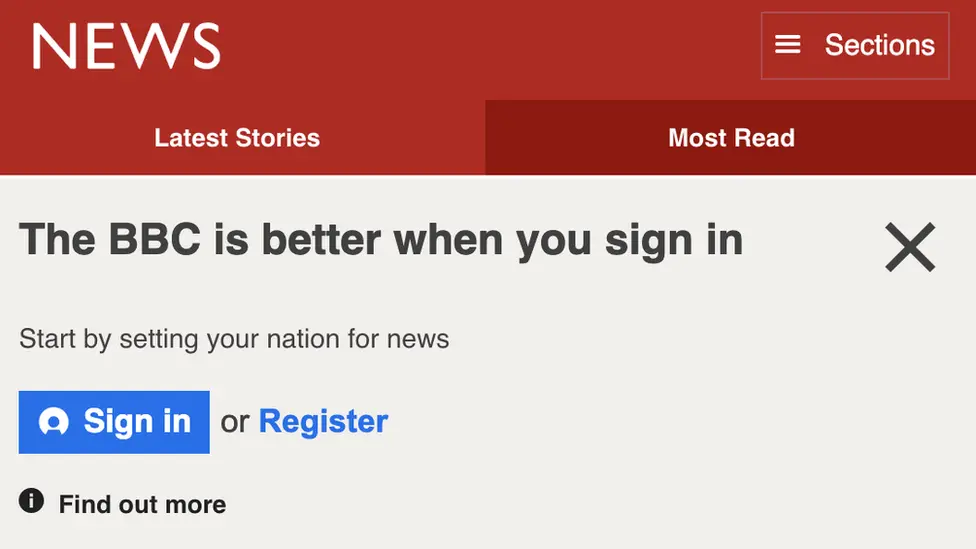 Signing in to a BBC account and seeing more news from your nation