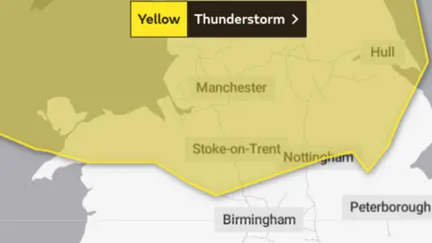 West Midlands: Met Office issues yellow thunderstorm warning