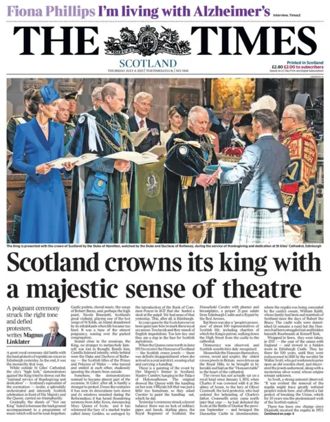 Scotland's papers: 'Crown and glory' for King Charles