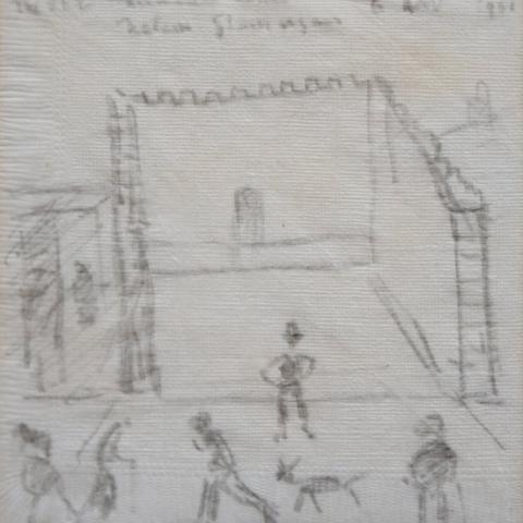 Lowry napkin sketch of Nelson handball court sells for £9,000 - BBC News