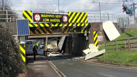 Ely railway bridge hit by lorry again - BBC News