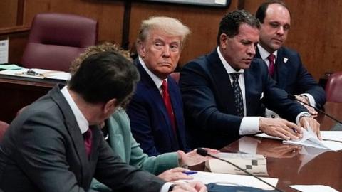 In pictures: Donald Trump inside the courtroom - BBC News