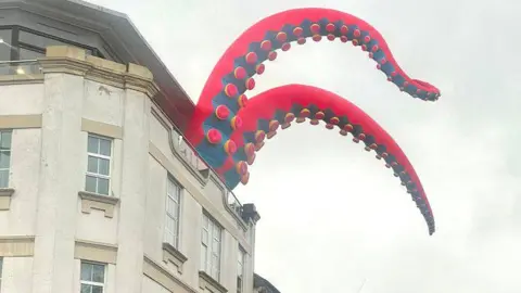 Monsters climb buildings in Leicester city centre