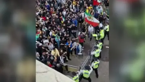 Iranian embassy: Protesters clash with police in London