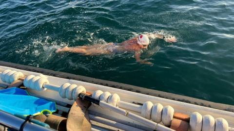 Channel swim team with combined age of 233 hopes for record - BBC News