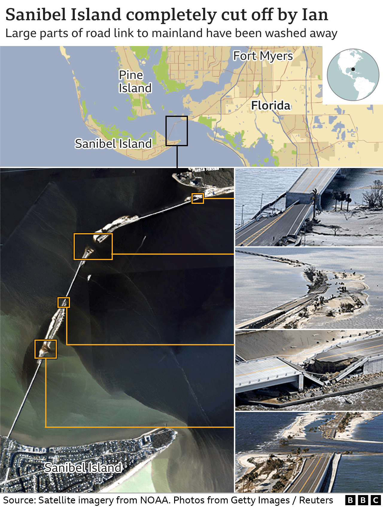 Hurricane Ian - Maps and images showing destruction - BBC News