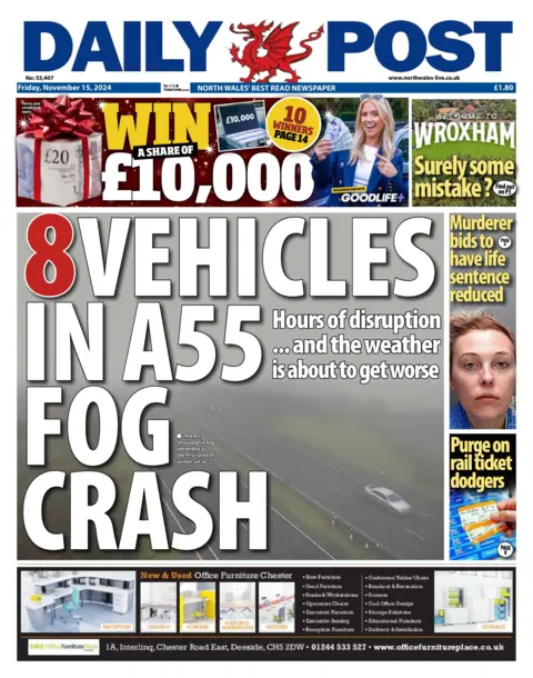 Wales' papers: Pub attack murder trial and eight-vehicle crash