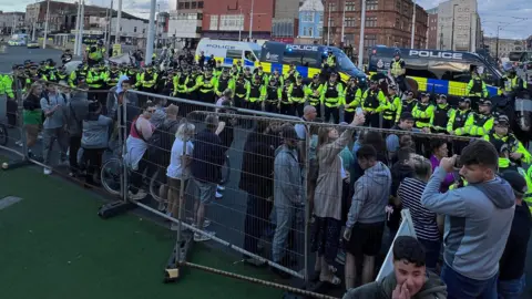 Chairs and bottles thrown as protesters clash in Blackpool