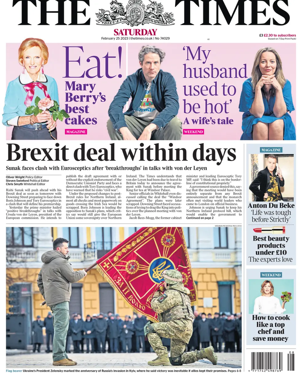 'PM to seal Brexit deal' and 'Ukraine's victory inevitable'