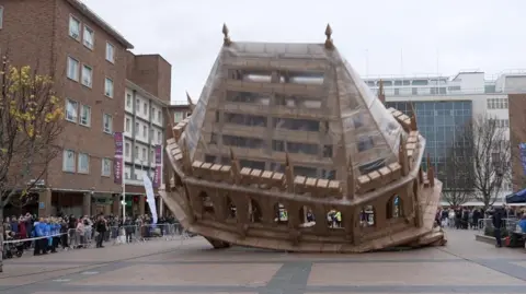 Cardboard cathedral destroyed to mark 85th anniversary of Coventry blitz