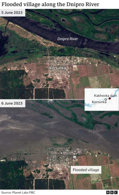 Ukraine dam: Maps and before and after images reveal scale of disaster ...
