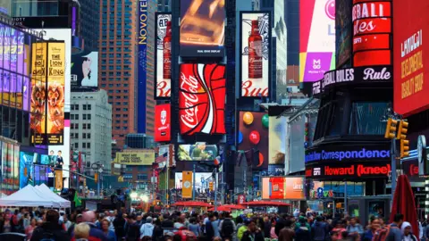 Times Square with all the colourful billboards