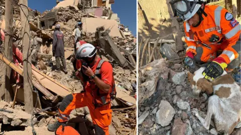 Kent firefighters rescue dog in Morocco earthquake aftermath