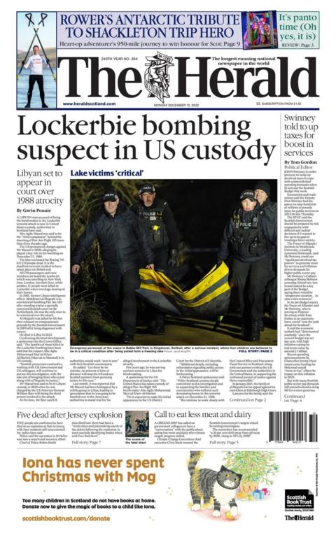 Scotland's papers: Lockerbie suspect held in US and freeze continues ...