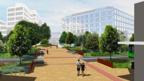 Fleming Way: Swindon regeneration likely 'up to a year late' - BBC News