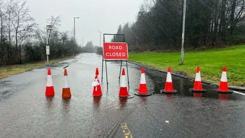 Storm Amy sees Cumbria's River Duddon burst and flood A595