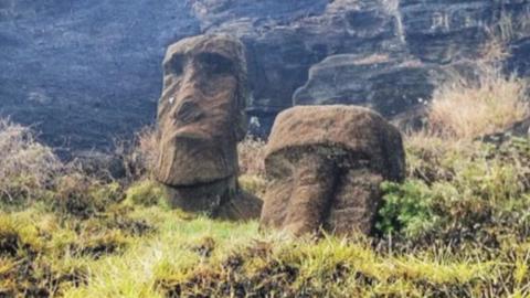 In pictures: Easter Island statues damaged by fire - BBC News