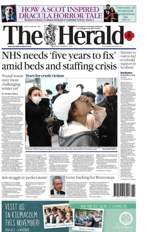 Scotland's papers: Braverman breach fallout and NHS 'worst winter'