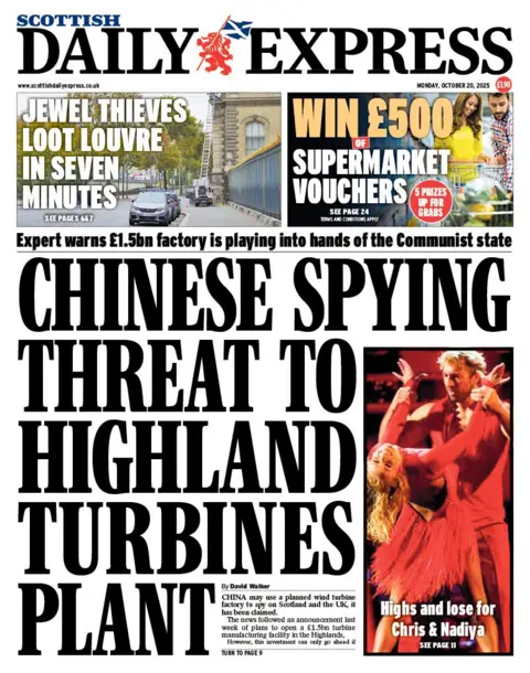 Scotland's papers: China spy threat and Prince Andrew Met claims
