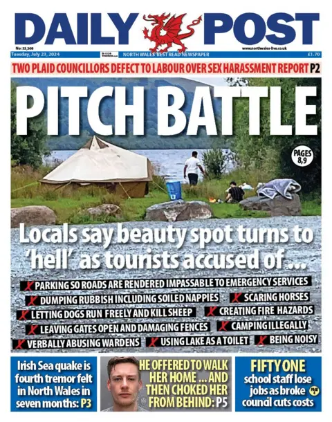 Wales' papers: Beauty spot 'hell' and mum's 'no cure' pain