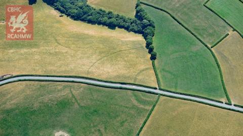 Crop marks reveal ancient sites in Wales due to heatwave - BBC News