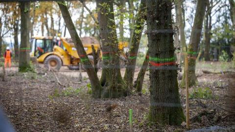 Evictions begin at HS2 protest camp in Staffordshire - BBC News