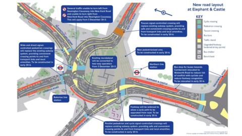 Elephant and Castle: Two-way traffic redesign causes chaos - BBC News
