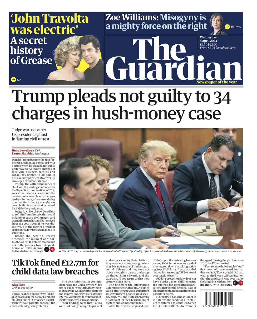 'Trump in the dock' and 'our new Queen'