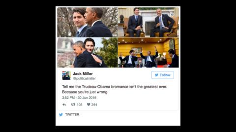 Obama and Trudeau meet up for dinner in Montreal - BBC News