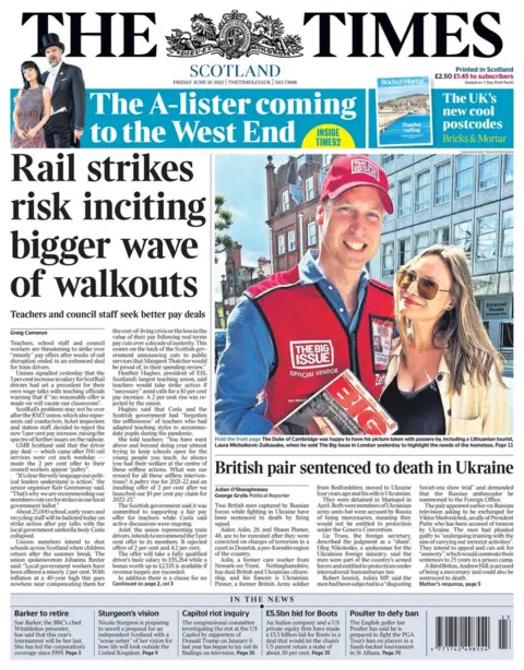 Scotland's papers: 'Show trial' sentences and backlash over rail pay