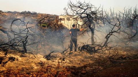 Rhodes fires: Thousands forced to flee 'disaster film' wildfires - BBC News