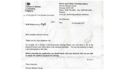 DVLA addresses letter to 'multiple sclerosis Caron' - BBC News
