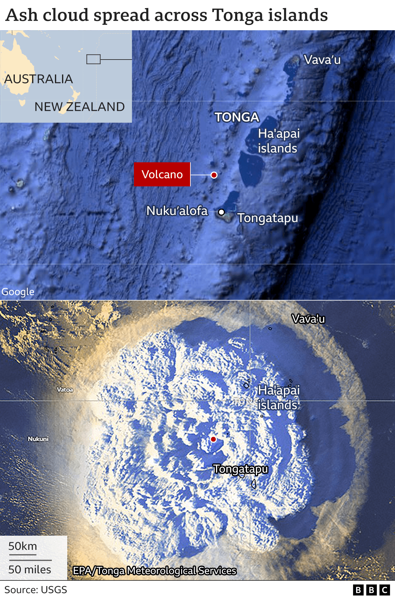 Tonga volcanic eruption reshaped Pacific seafloor - BBC News