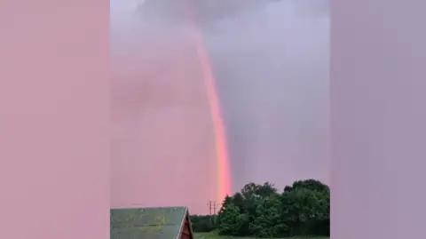 Retford: 'Beautiful' red rainbow brightens up stormy skies