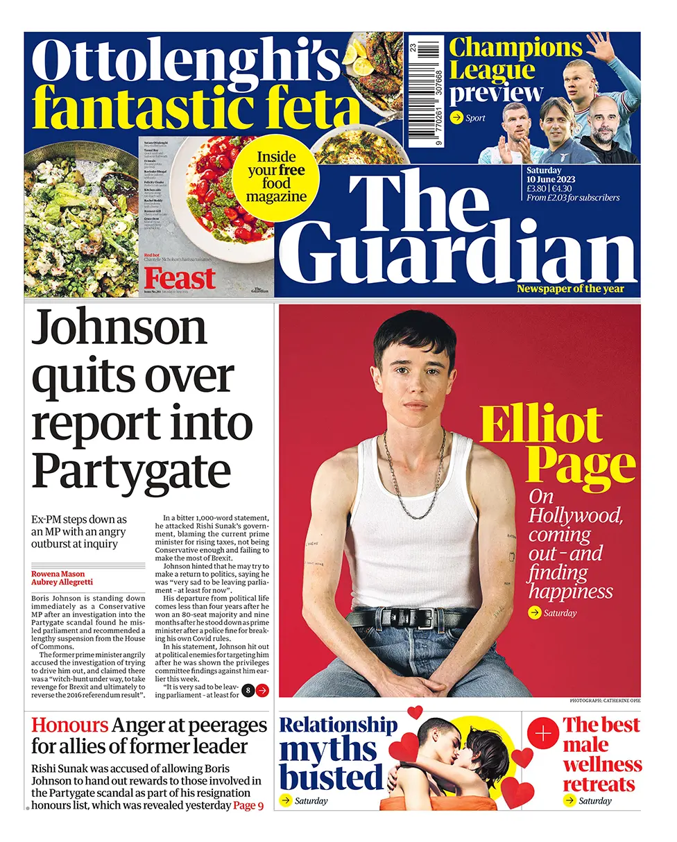 'Johnson quits over Partygate'