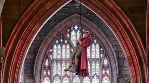 Rotherham vicar and Sheffield Bishop take abseiling leap of faith