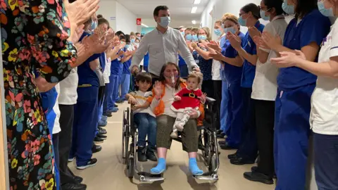 Covid-19: New mum leaves Royal Papworth hospital after a year