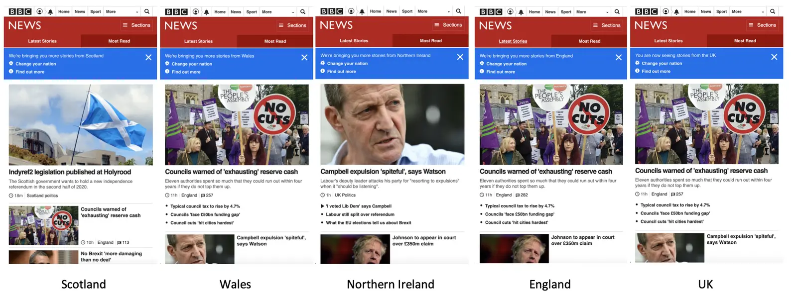 Signing in to a BBC account and seeing more news from your nation