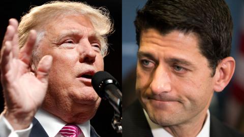 US election: Trump and Ryan 'totally committed' to party unity - BBC News