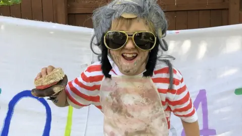 Boy takes on David Walliams character running challenge