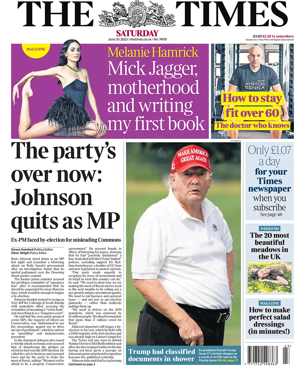 'Johnson quits over Partygate'