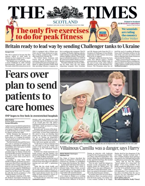 Scotland's papers: FM's hospital warning and care home fears